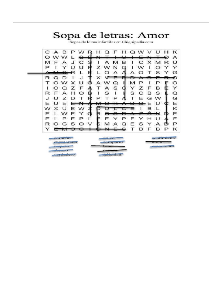 Sopa de Letras Amor y Amistad | PDF