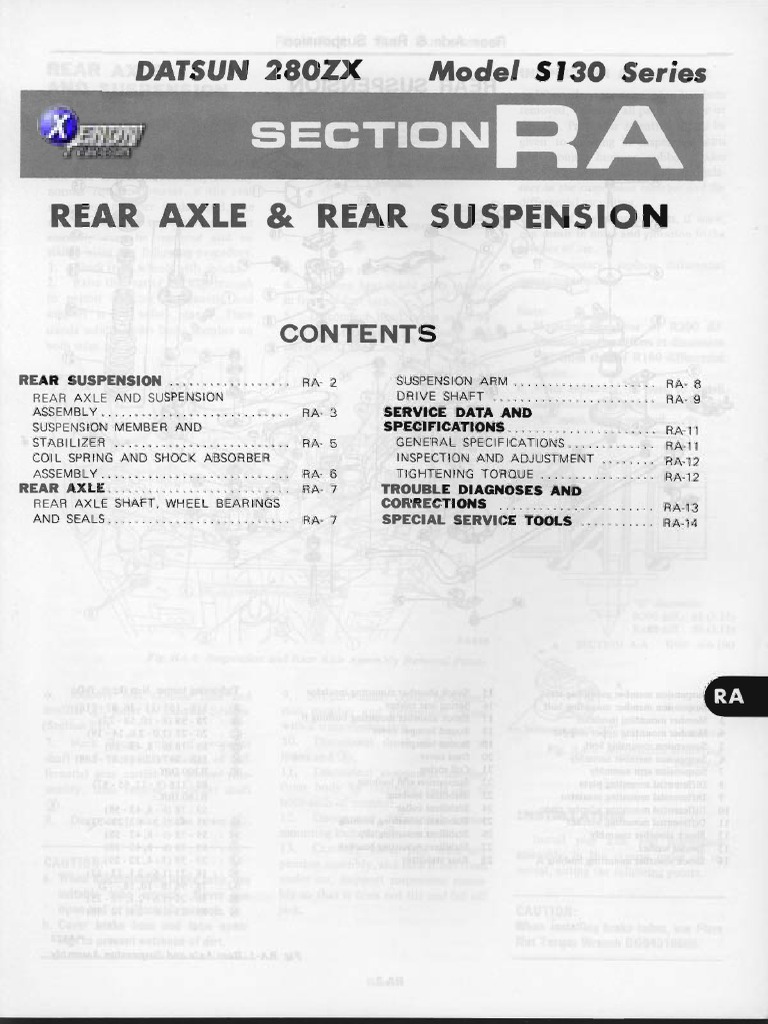 RA Rear Axle and Suspension | PDF