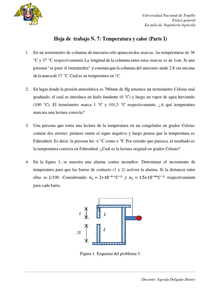 Hoja de Trabajo #7 Temperatura y Calor (Parte I) | PDF | Termómetro ...
