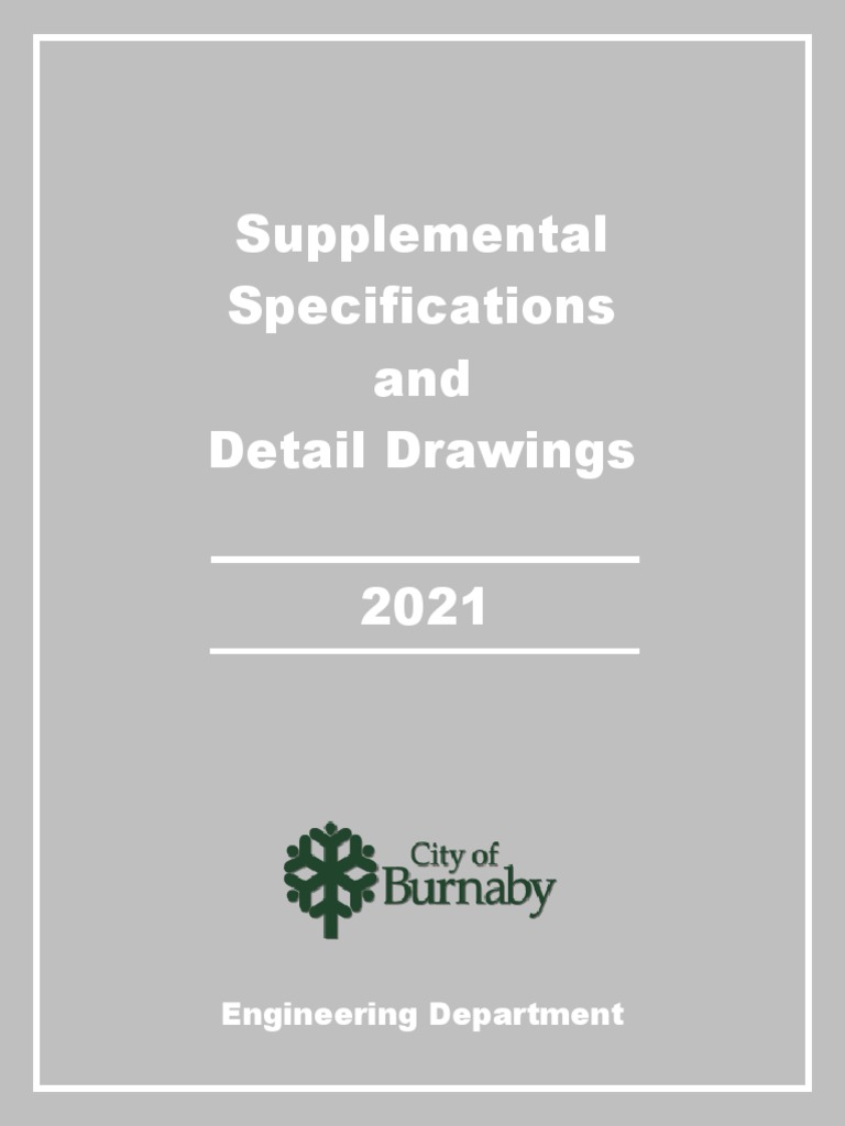 Supplementary Specifications and Detail Drawings PDF | PDF | Road ...