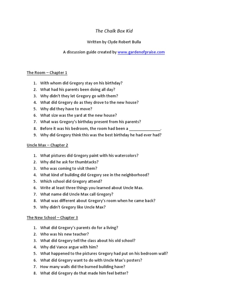 The Chalk Box Kid Discussion Guide | PDF