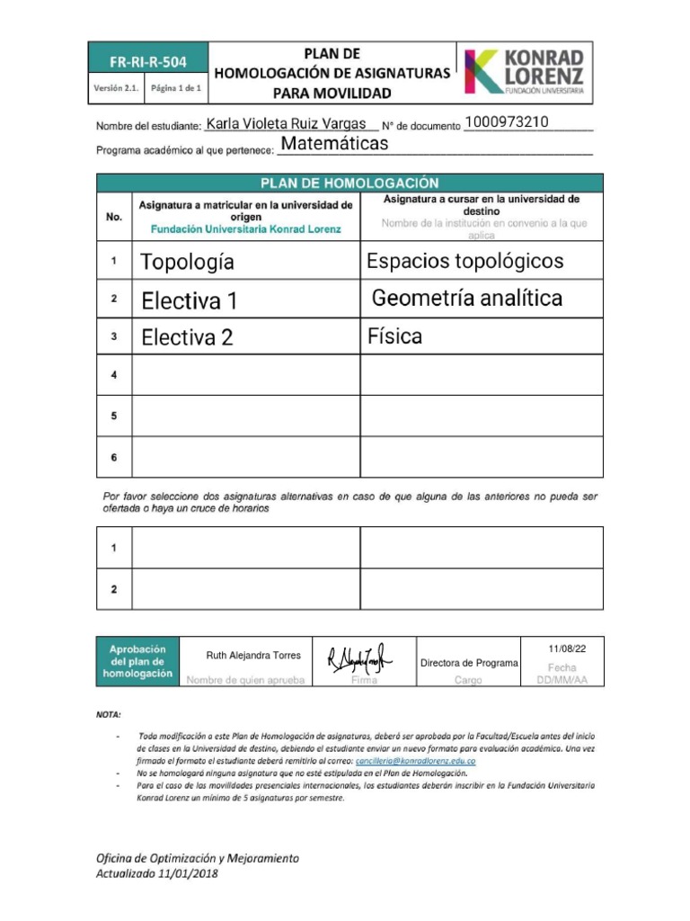 Formato de Homologacion 1 2 PDF | PDF