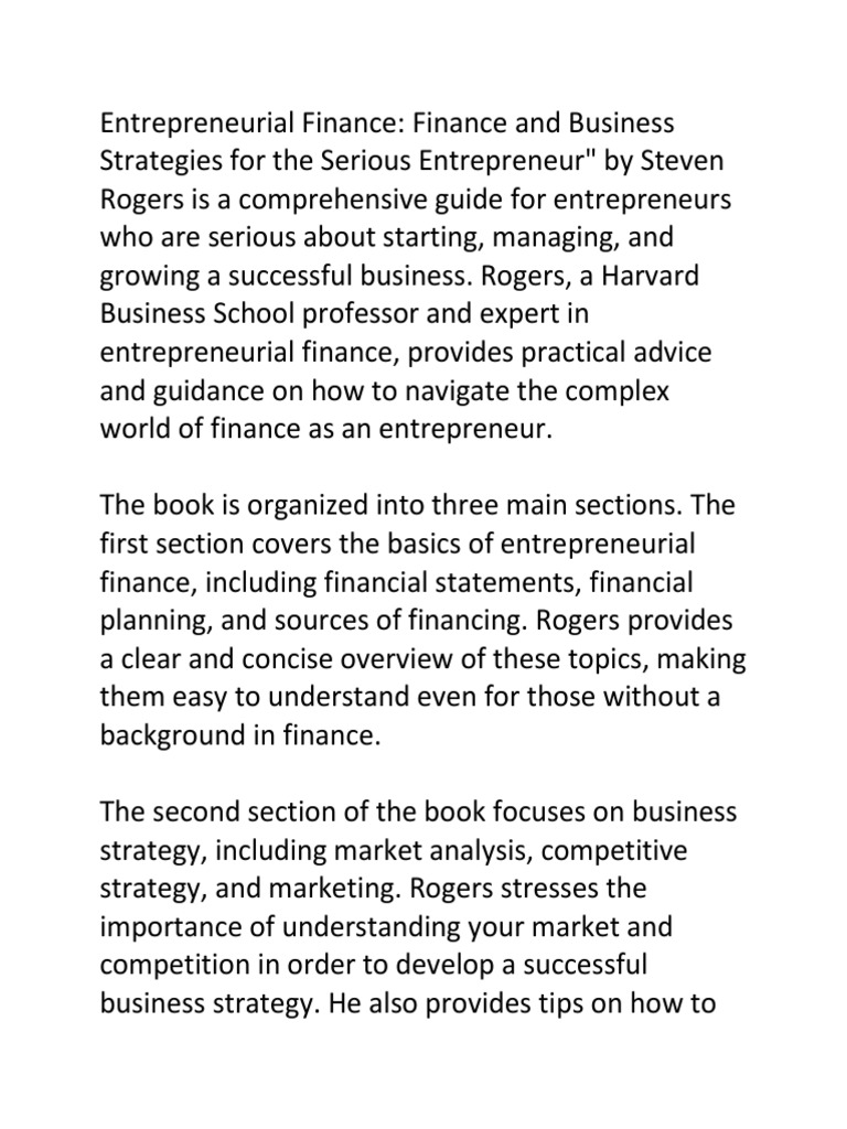 Entrepreneurial Finance Guide | PDF | Career & Growth | Finance & Money ...