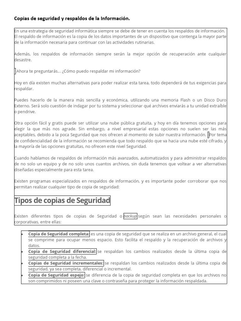 Apagones y Respaldos de Información | PDF | Apoyo | Archivo de computadora