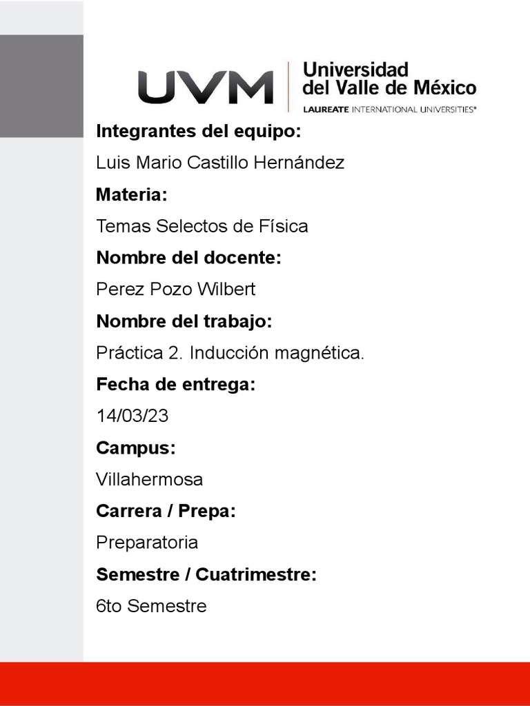 LMCH Practica-2 P1 TSF-II | PDF | Electricidad | Magnetismo