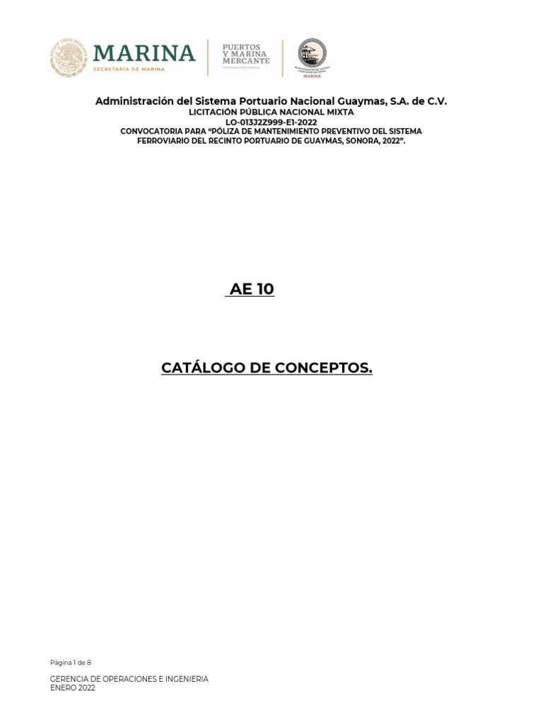 AE10 Catálogo de Conceptos PDF | PDF | Infraestructura ferroviaria | Transporte ferroviario