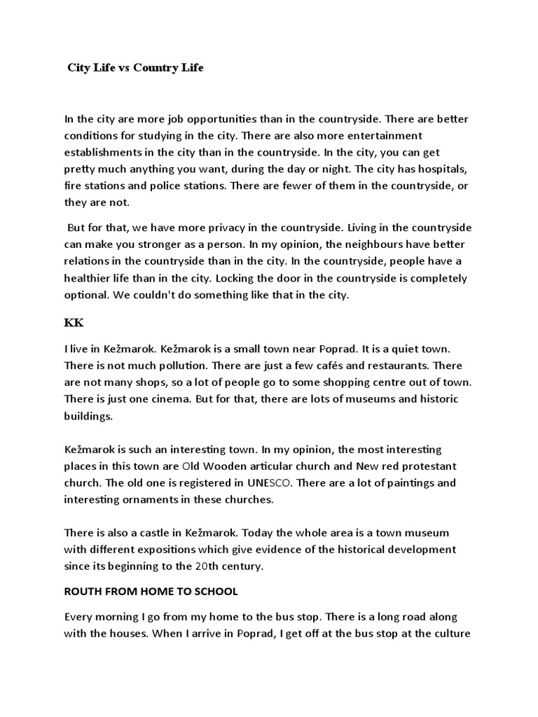 City Life Vs Country Life | PDF