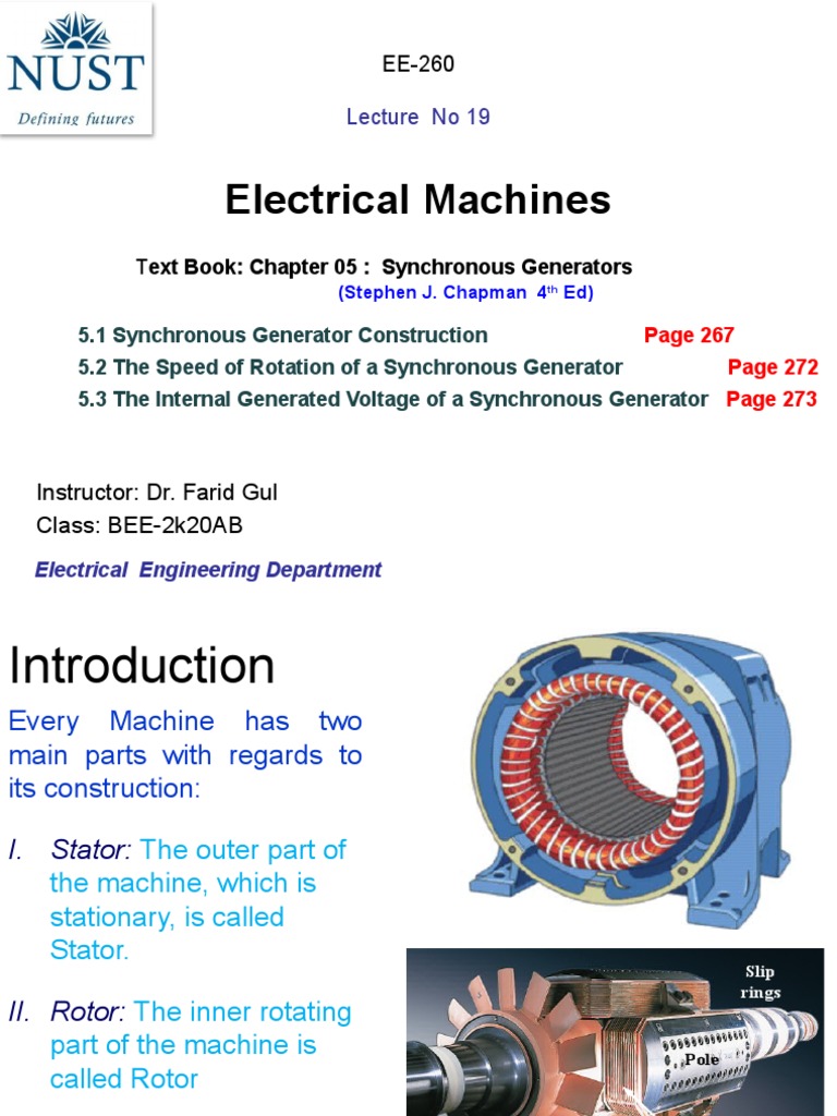 EE-260 Lecture 19 Synchronous Generators Introduction | PDF | Electric ...