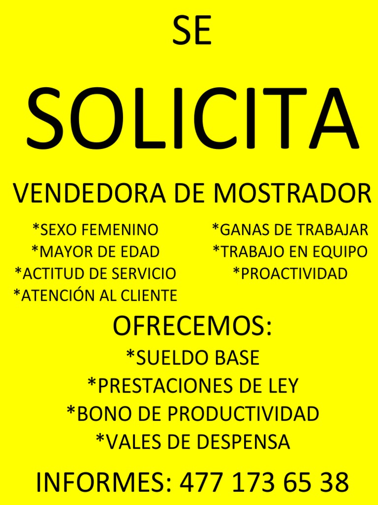Solicita: Vendedora de Mostrador | PDF | Derecho