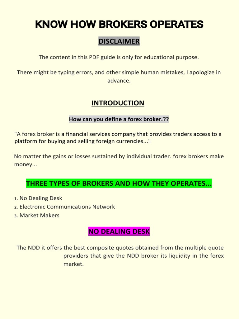 How Forex Brokers Operates | PDF | Foreign Exchange Market | Market Maker