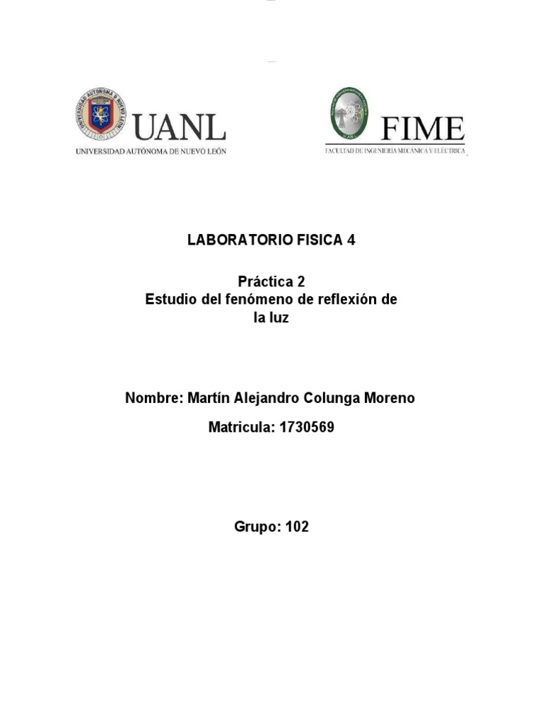 Practica 2 Lab Fisica 4 Fime | PDF | Reflexión (Física) | Ligero