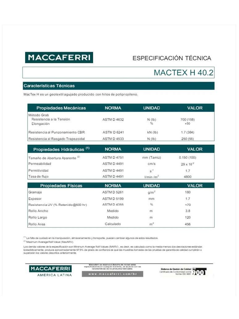 Ficha - Tecnica - Geotextiles Maccaferri PDF | PDF