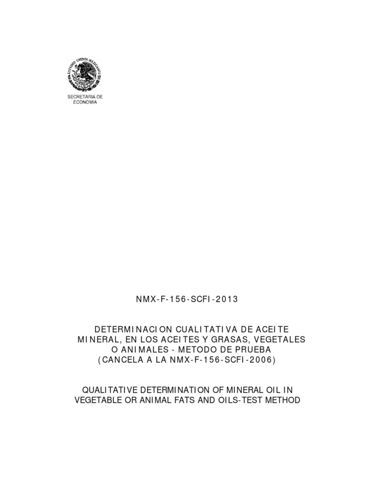 Nmx-F-156-Scfi-2013 Qualitative Determination of Mineral Oil in ...