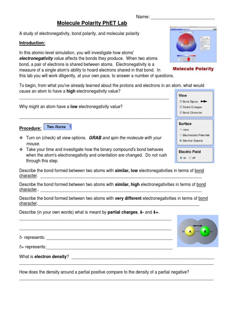 Yanet Becerra - Molecular Polarity PhET Lab | PDF | Chemical Polarity ...