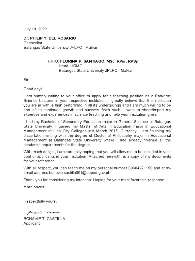 Letter-Of-Intent B Castilla Bsu | PDF | Career & Growth | Wellness