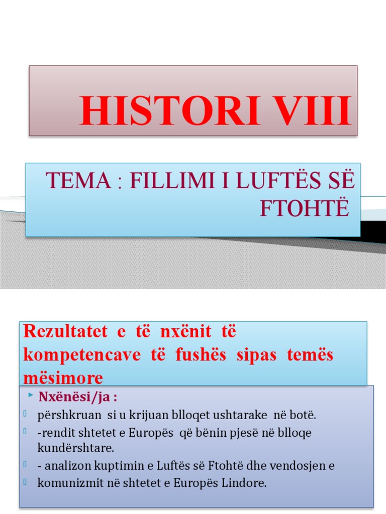 Fillimi I Luftës Së Ftohtë, Klasa VIII | PDF