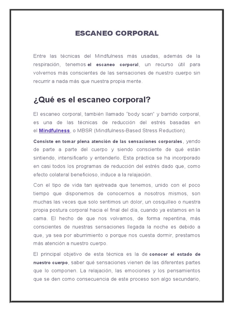 Escaneo Corporal | PDF | Las emociones | Mente