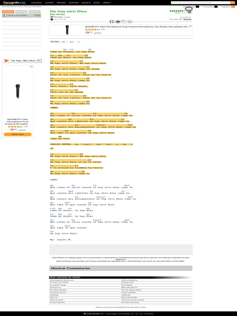 NO HAY OTRO DIOS, Fer Ariza Acordes | PDF | Metafísica De La Religión | Monoteísmo