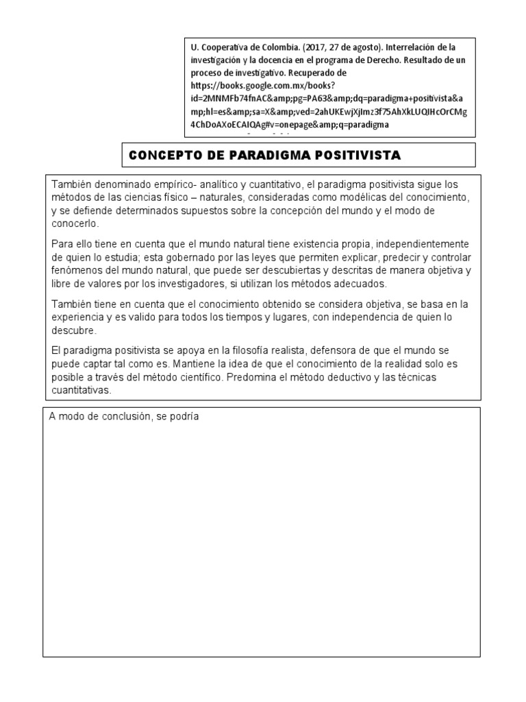 Concepto Paradigma Positivista | PDF
