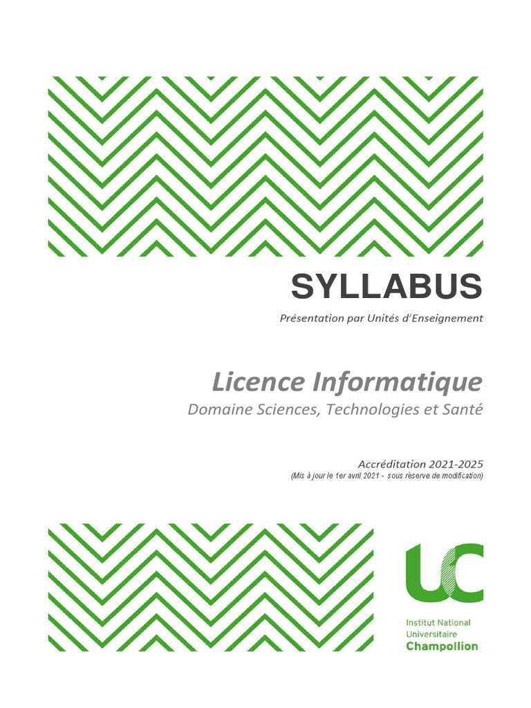 Syllabus Licence Informatique 2021-2025 | PDF | Programmation ...