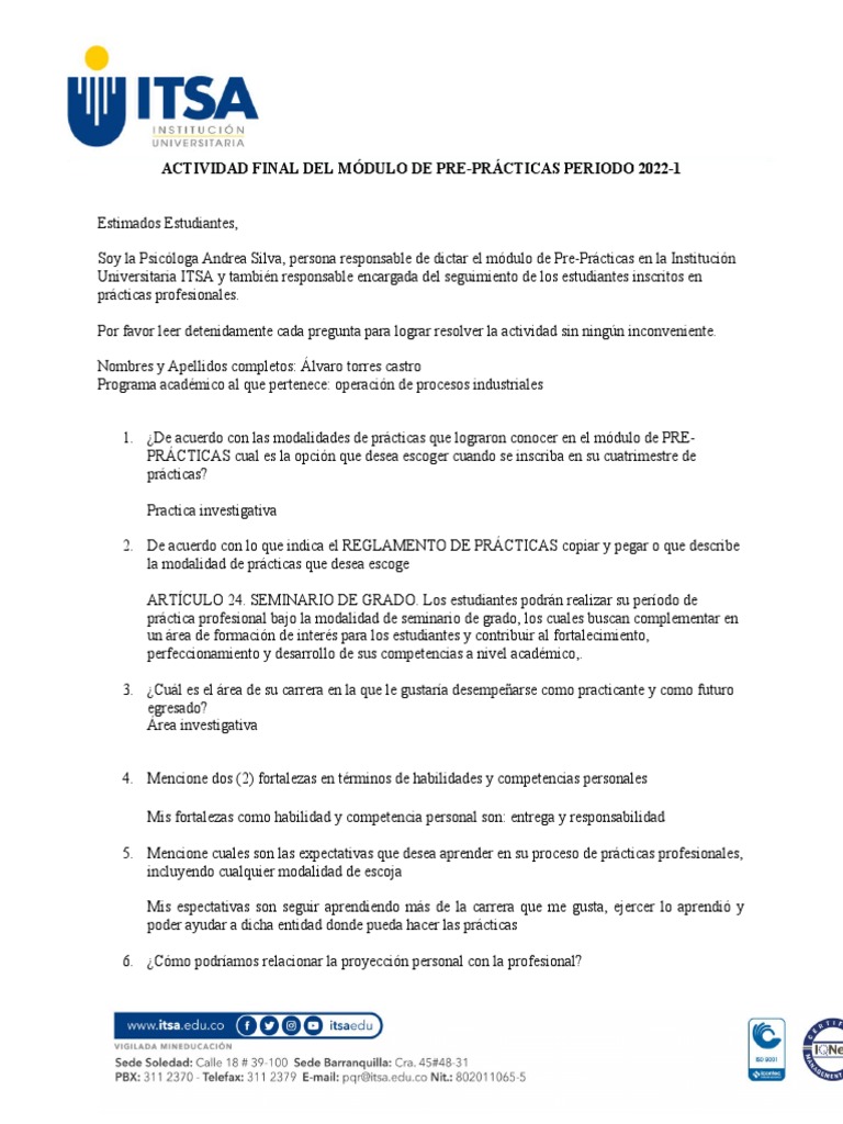 Activida Pre Prácticas | PDF