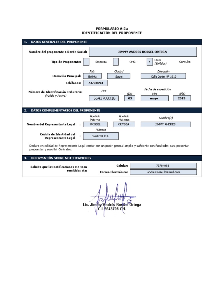 FORMULARIO A-2a | PDF