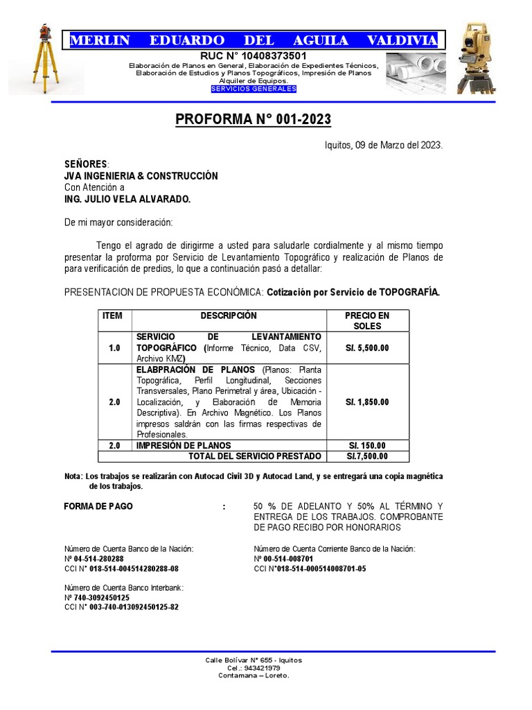 Proforma 001-2023 Ing. Julio Vela PDF | PDF