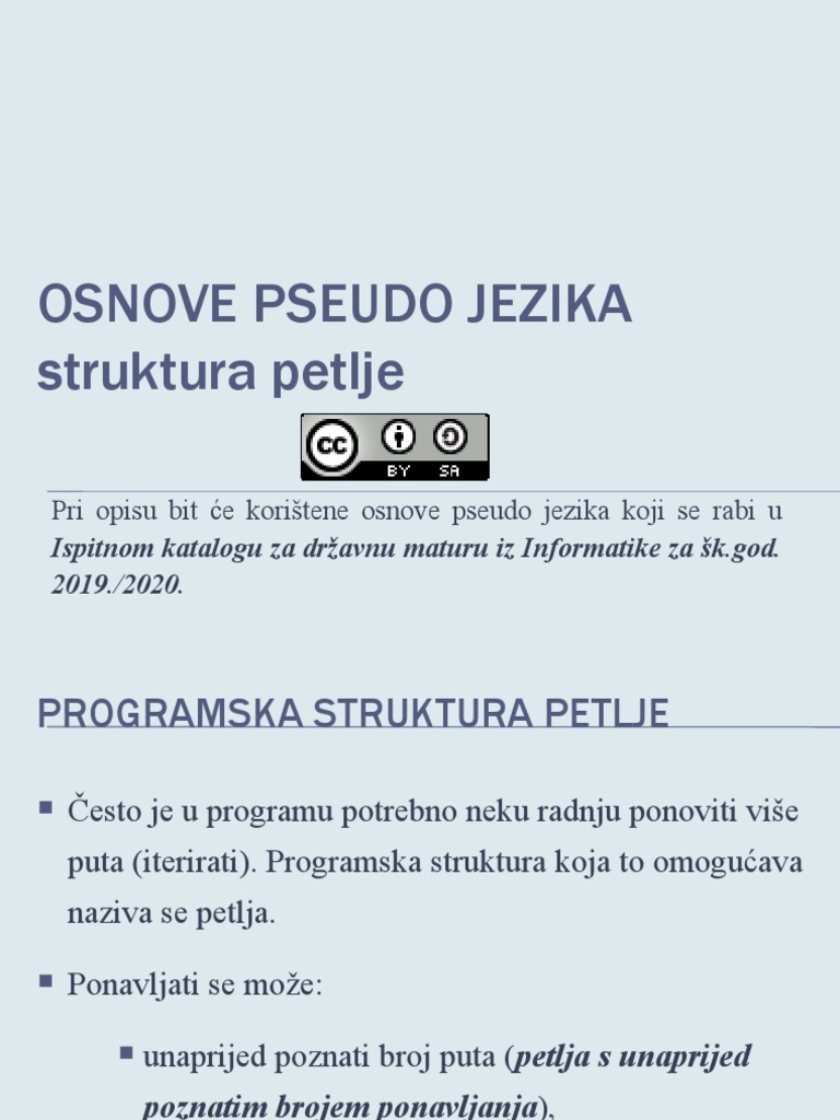3 PJPJ Osnove Pseudojezika Struktura Petlje 1 Dio | PDF