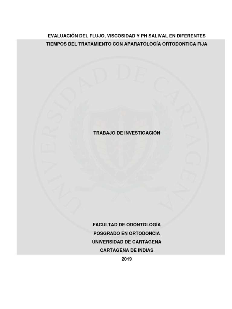 Evaluación Del Flujo, Viscosidad y PH Salival en Diferentes Tiempos Del ...