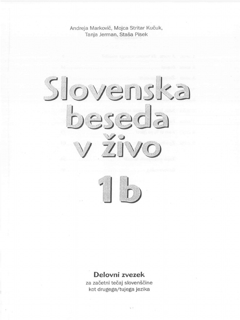 Slovenska Beseda V Zivo 1b - Delovni Zvezek PDF | PDF