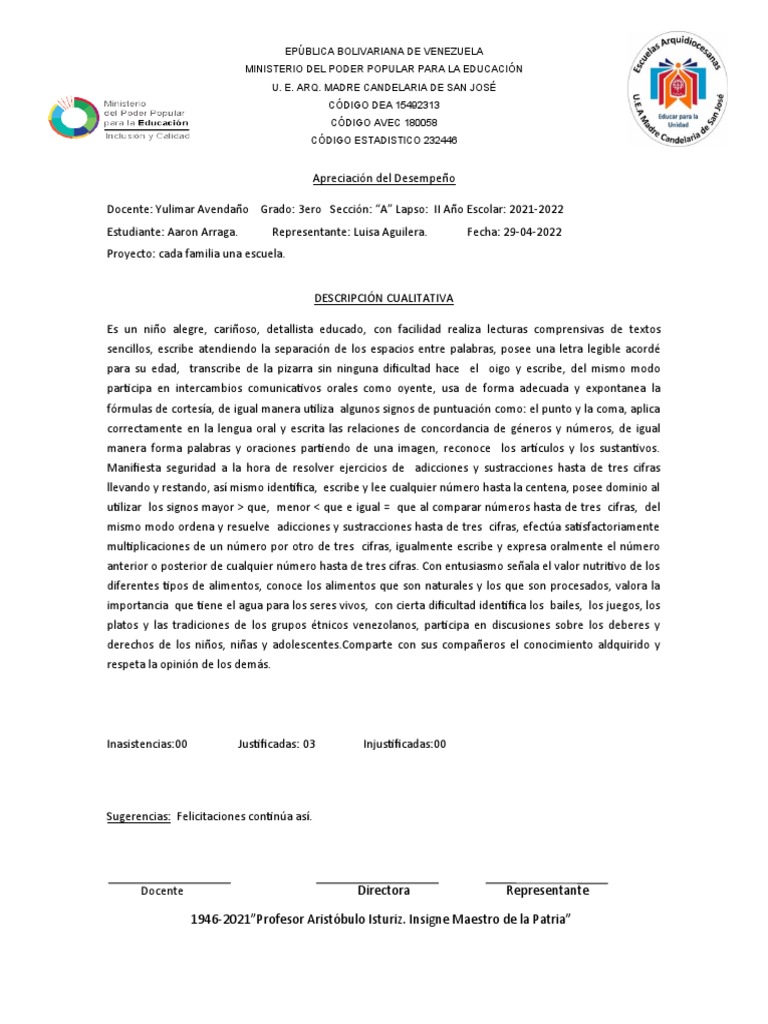 BOLETINES 2do Lapso, 3er Grado Loreinis | PDF | Maestros | Escritura