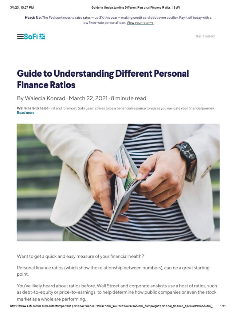 Guide To Understanding Different Personal Finance Ratios - SoFi | PDF ...