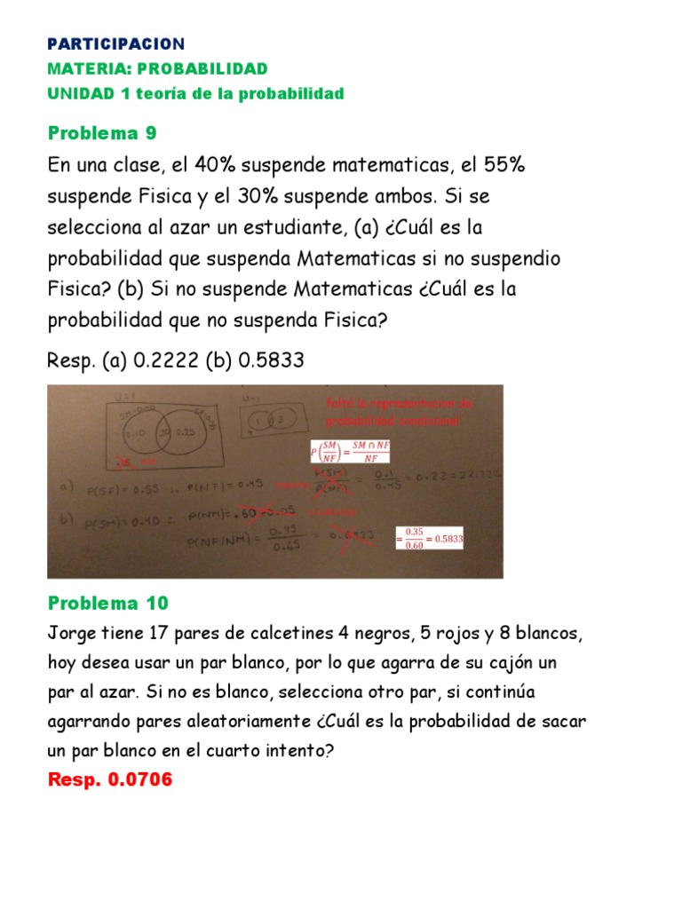 Partic Unidad 1 Prob - 9 Al Prob - 11 Probab PDF | PDF