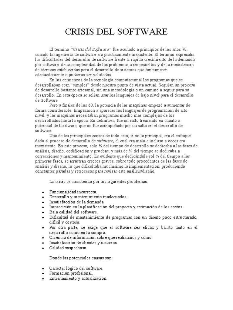 Crisis Del Software PDF | PDF | Software | Ingeniería de software