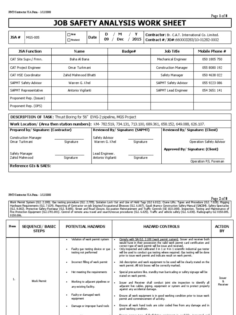 Thrust Boring Safety Analysis | PDF | Welding | Construction