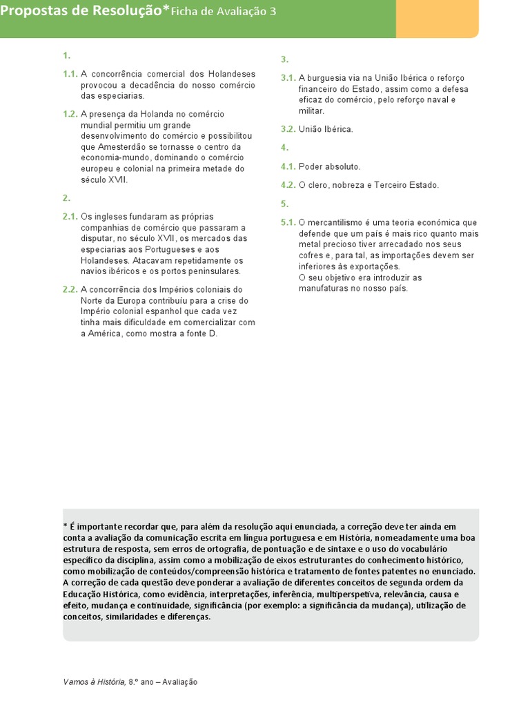 Vhist8 Avaliacao Fa Proposta Resolucao | PDF | Holanda | Portugal