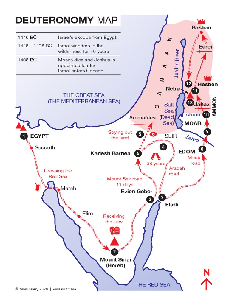 Deuteronomy Map A5 | PDF | Old Testament Books | Torah Books
