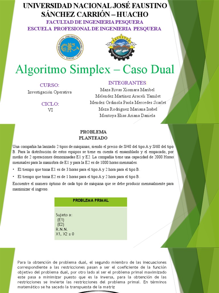 Algoritmo Simplex - Caso Dual.. | Descargar gratis PDF | Algoritmos y ...