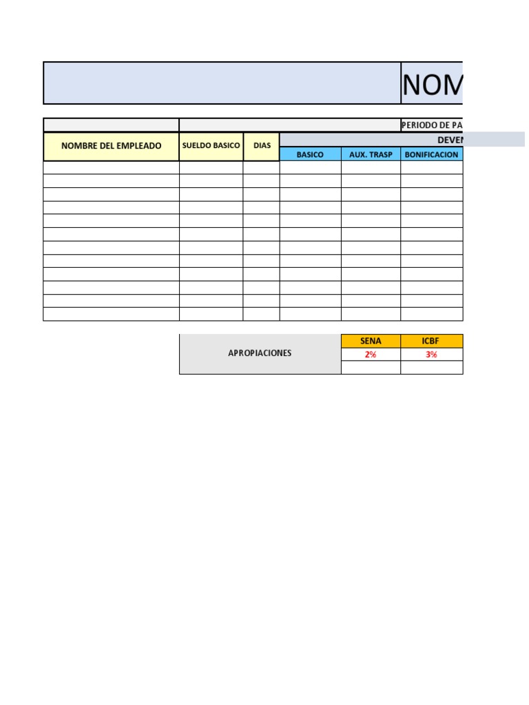 Formato de Nómina en Blanco | PDF