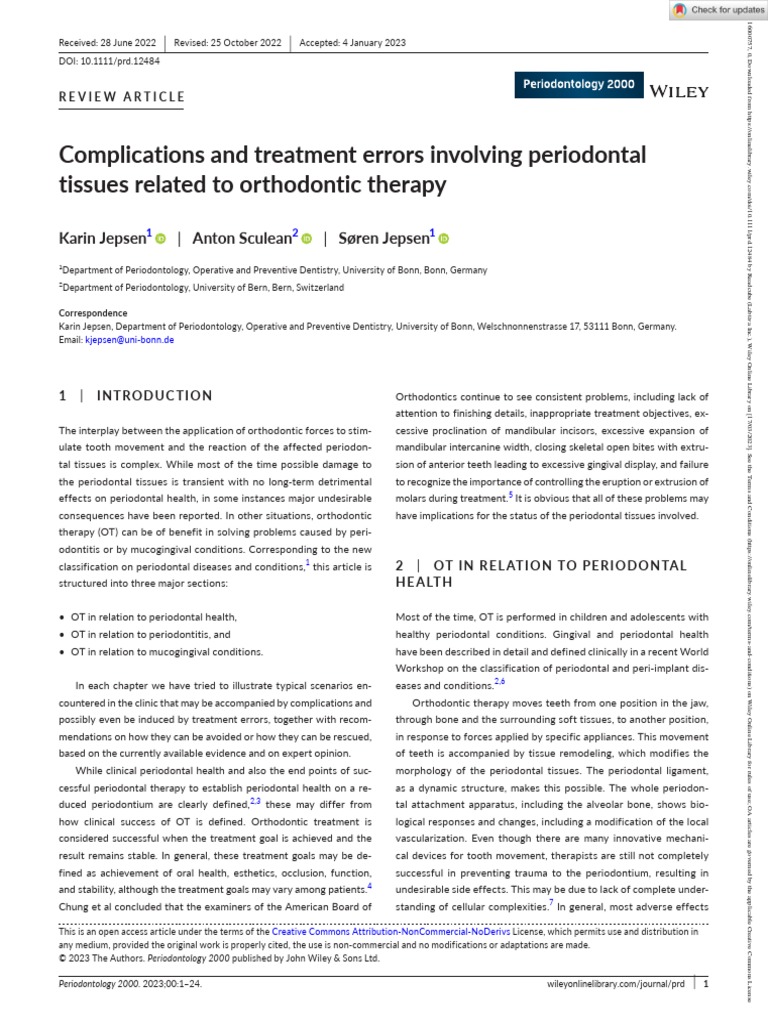 Periodontology 2000 - 2023 - Jepsen - Complications and Treatment ...