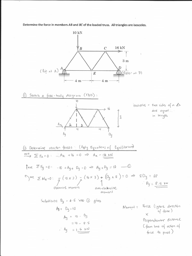 Sample Truss Problem and Solution | PDF