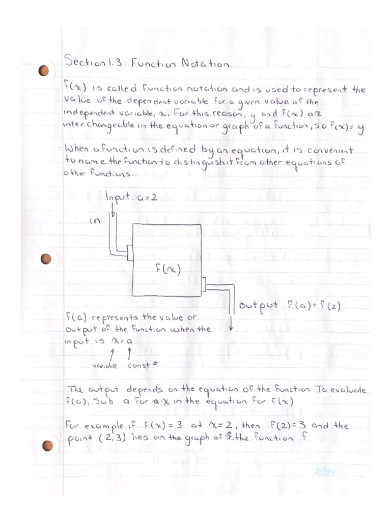 Section 1.3 Function Notation | PDF