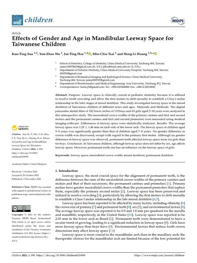 Effects of Gender and Age in Mandibular Leeway | PDF | Tooth | Mouth