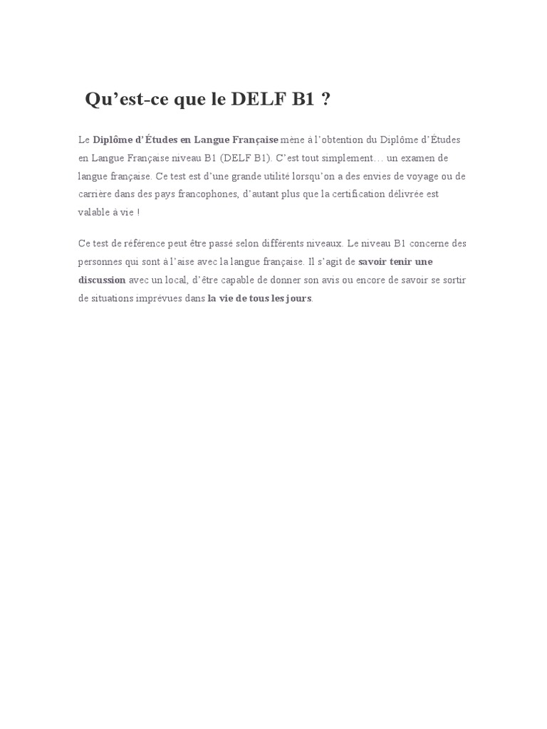 Guide sur le DELF B1 et sa production écrite | PDF