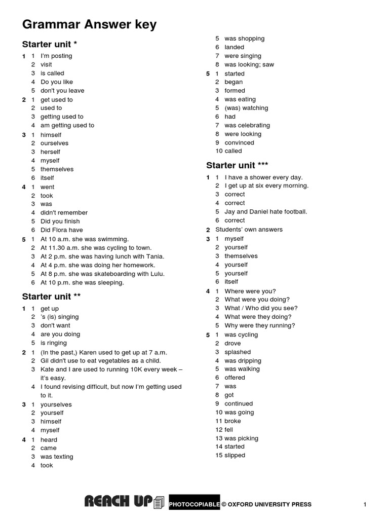 Grammar Answer Key | PDF