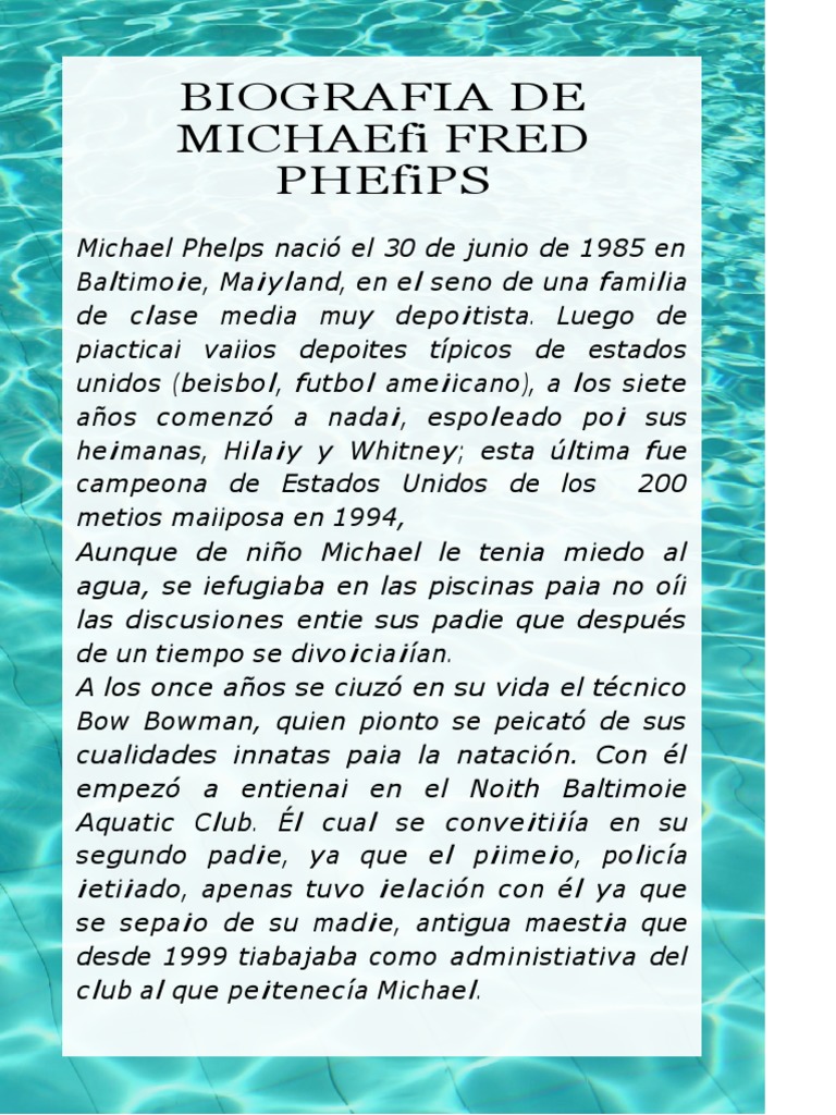 Biografia de Michael Fred Phelps | PDF | Juegos Olímpicos de verano ...