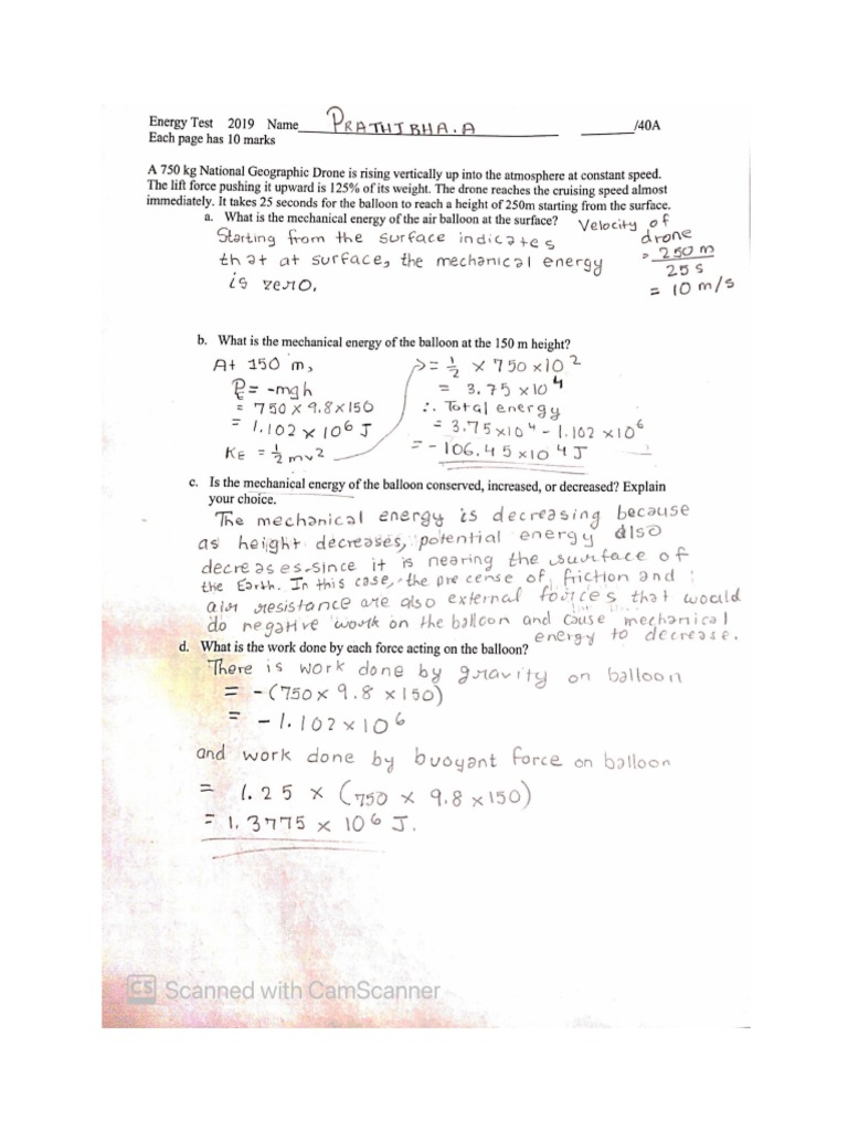 Unit 3 - Energy Written Test | PDF