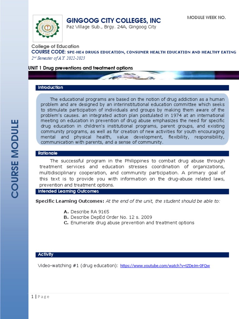 Module 2 - Drug Education | PDF | Substance Abuse | Substance Dependence