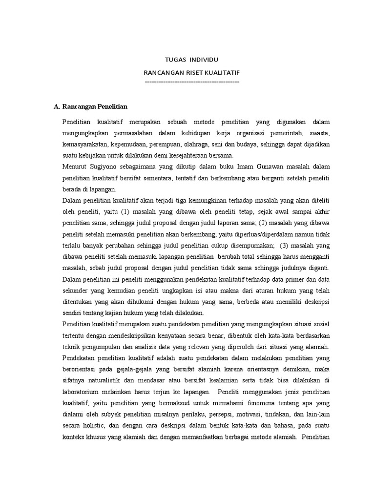 Rancangan Riset Kualitatif | PDF