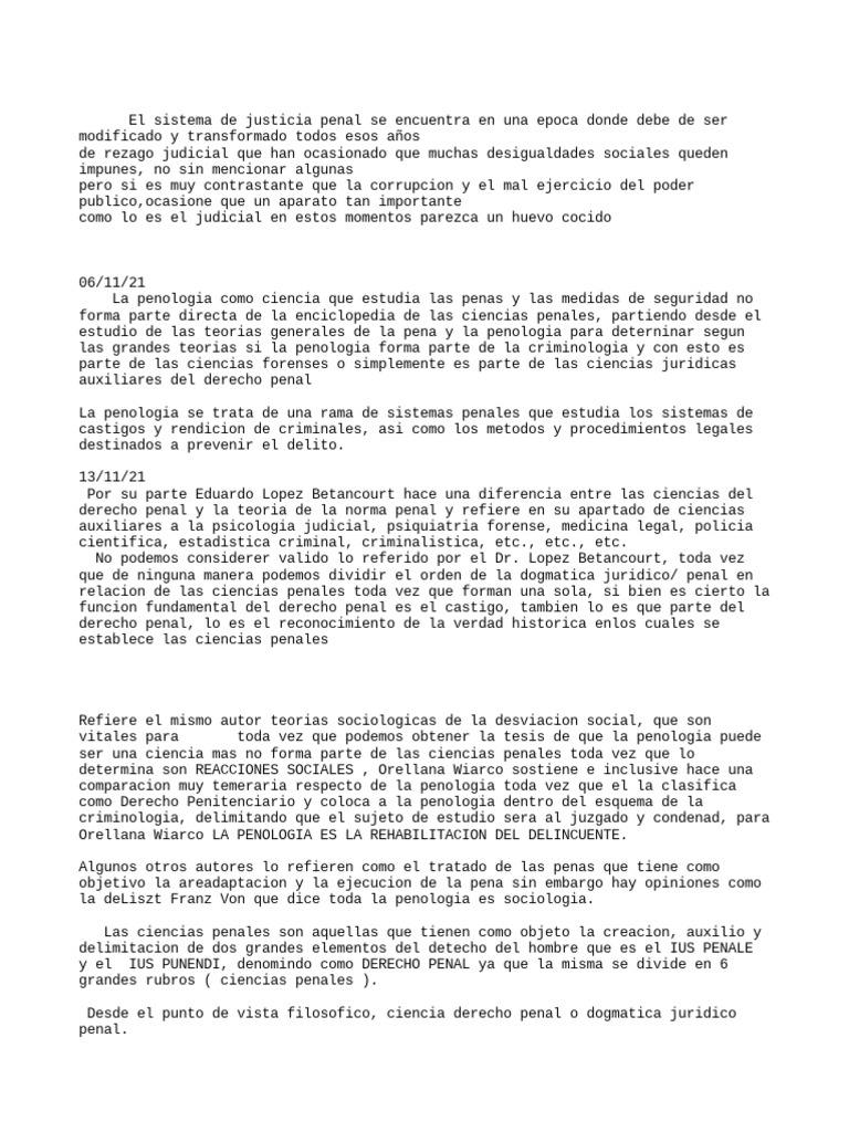 Penología y su Relación con Ciencias Penales | PDF | Derecho penal ...